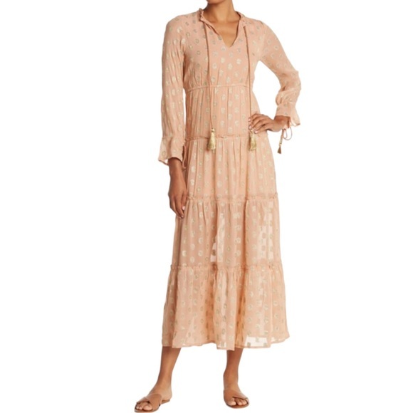 RAGA | Dresses | New Raga Kenna Metallic Tiered Flounce Sleeve Maxi Dress Xs | Poshmark